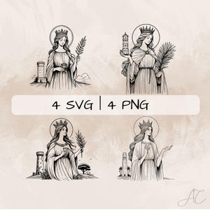 Saint Barbara SVG Bundle, St Barbara PNG , Catholic Clipart, Hand Drawn ...