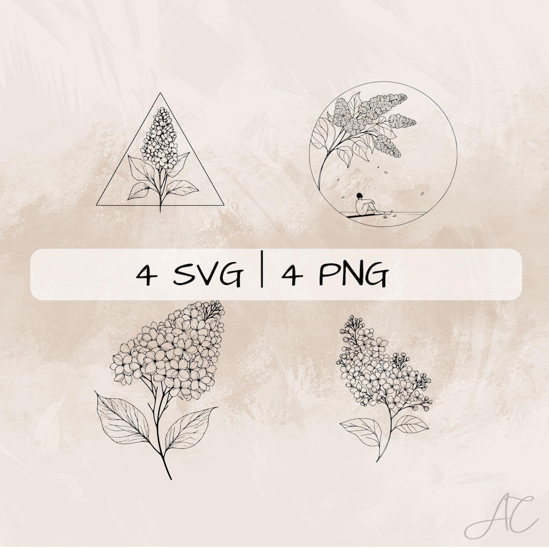 Lilac SVG Bundle, Lilac Flower PNG ,lilac Clipart, Hand Drawn Lilac ...