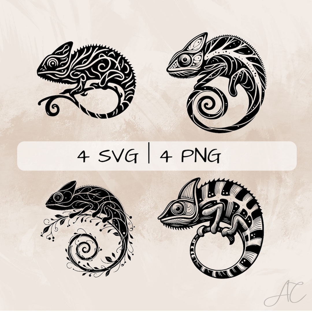 Chameleon SVG Bundle, Chameleon on Branch PNG, Chameleon Tail Clipart ...