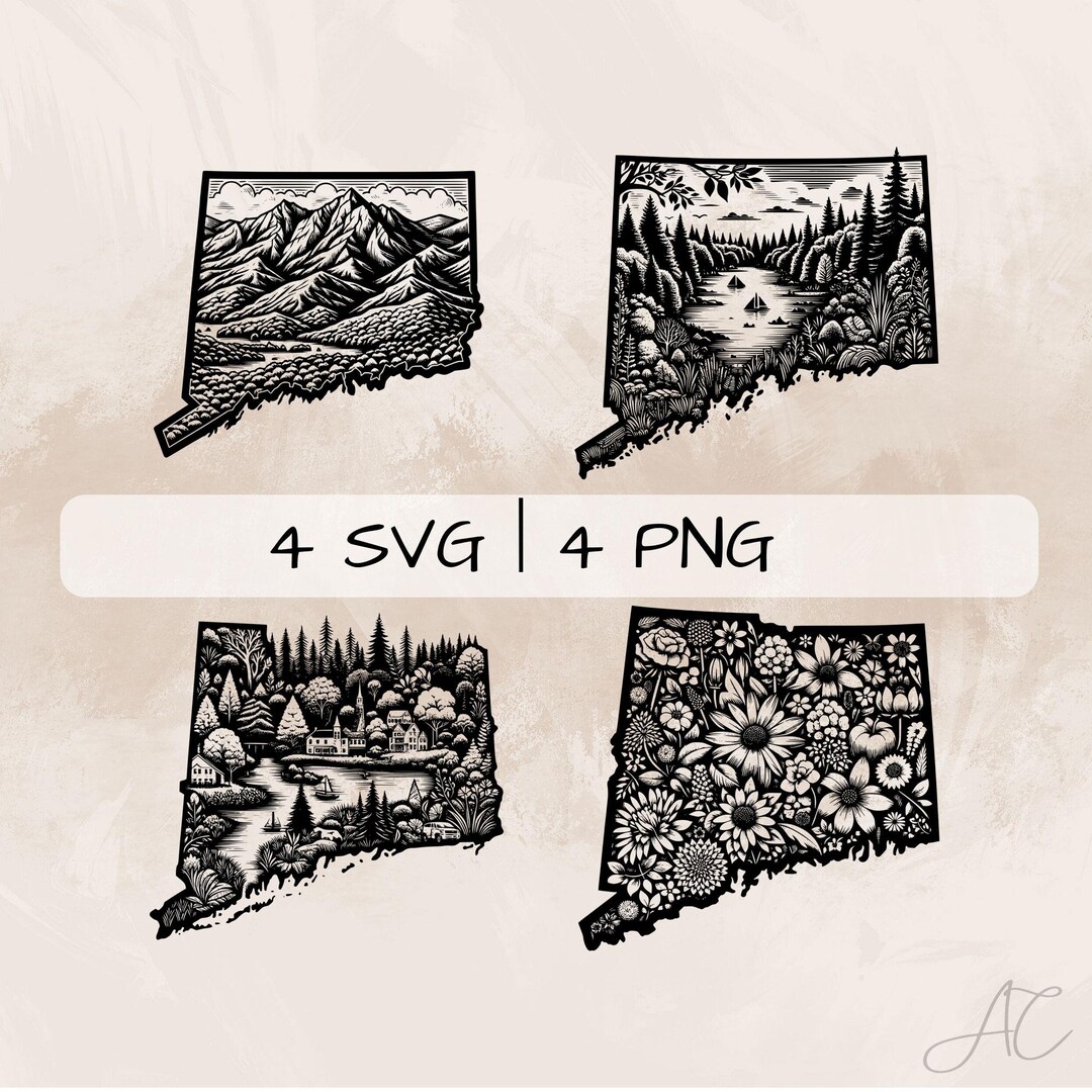 Connecticut SVG Bundle, Connecticut Outline PNG ,connecticut Map ...