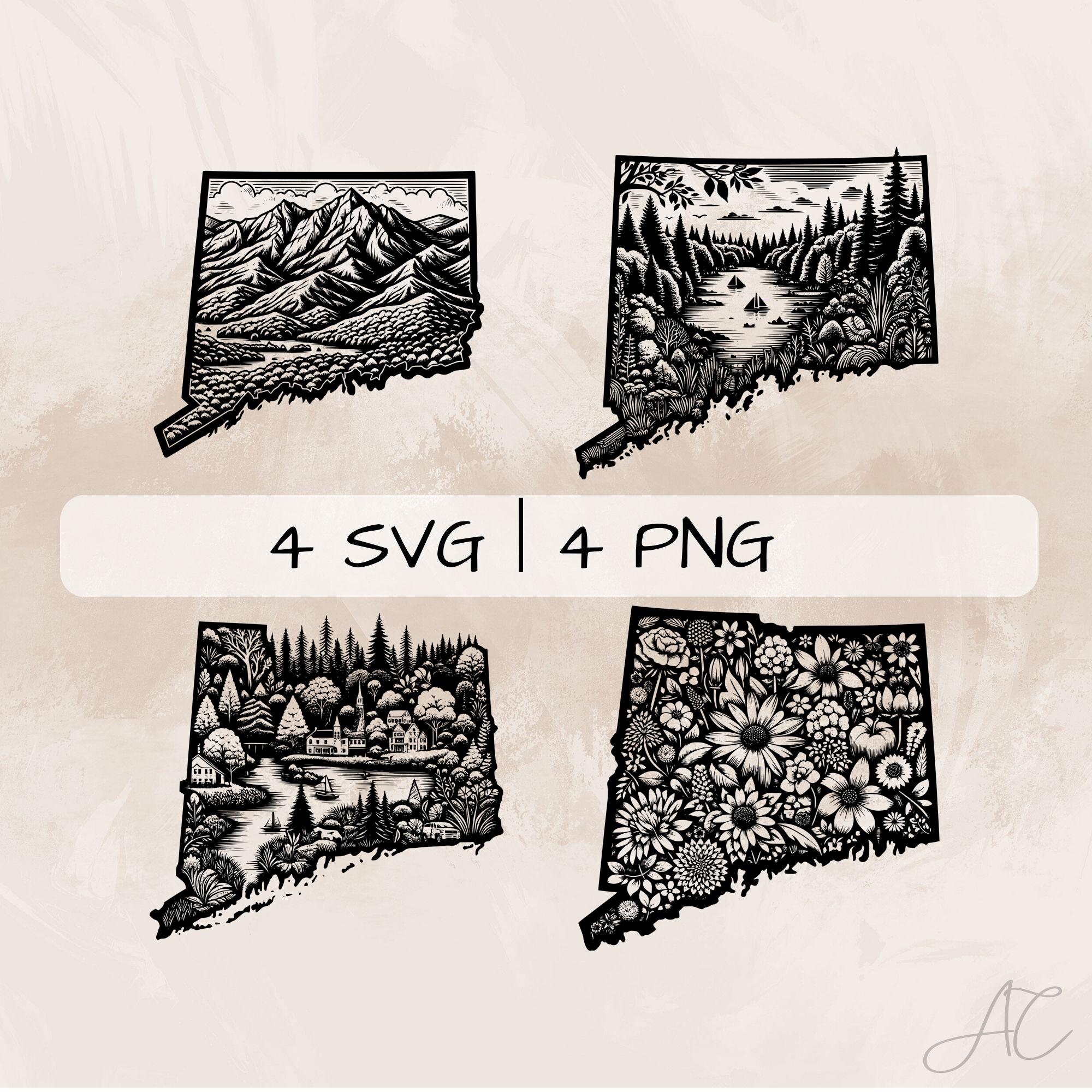 Connecticut SVG Bundle, Connecticut Outline PNG ,connecticut Map ...