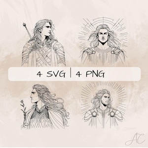 Baldr SVG Bundle, Baldur PNG , God of Light Clipart, Hand Drawn Baldur ...