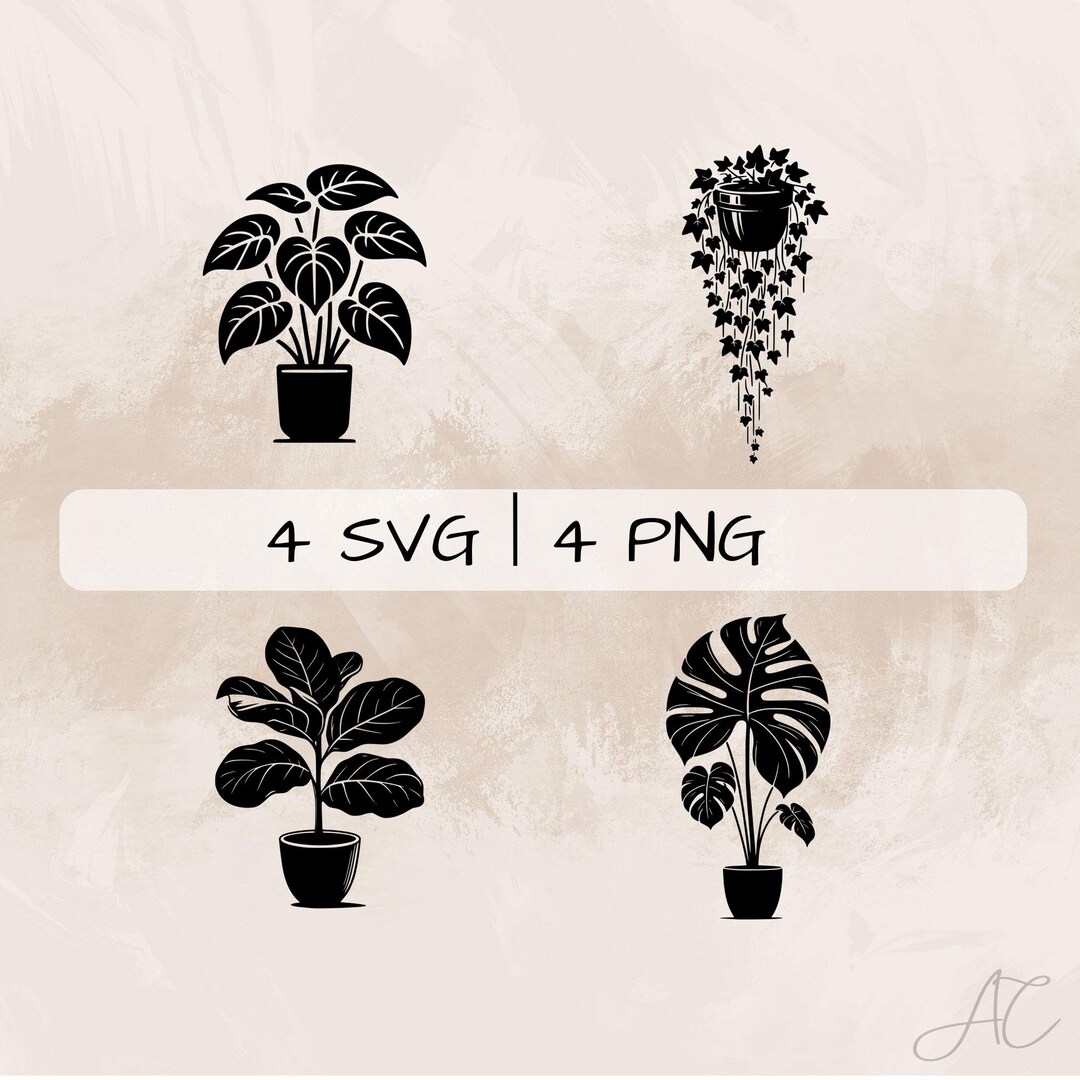 Houseplants SVG Bundle, Plants PNG, Houseplants in Pots Clipart, Hand ...