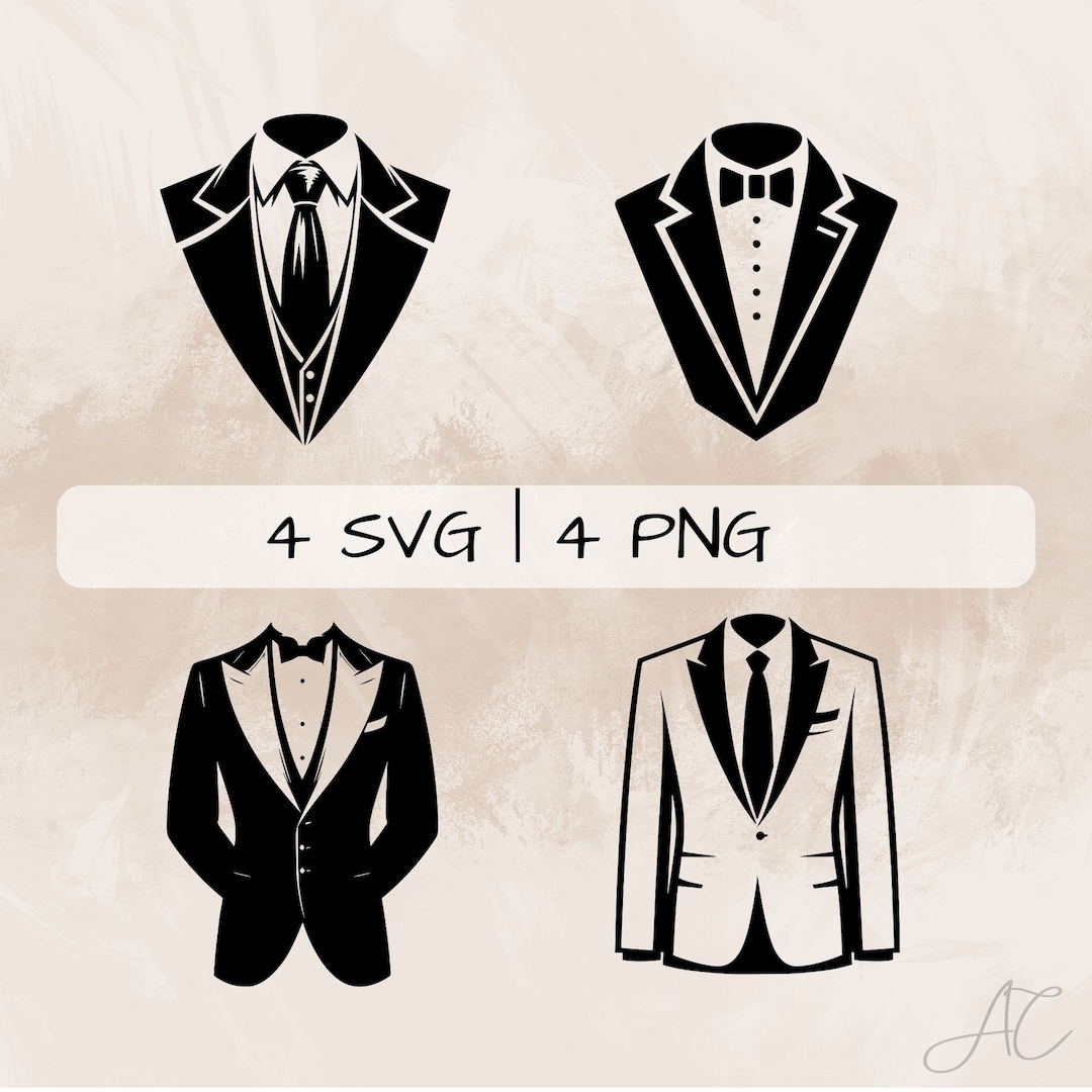 Tuxedo SVG Bundle, Fancy Clothes PNG, Suite Clipart, Hand Drawn Tuxedo ...