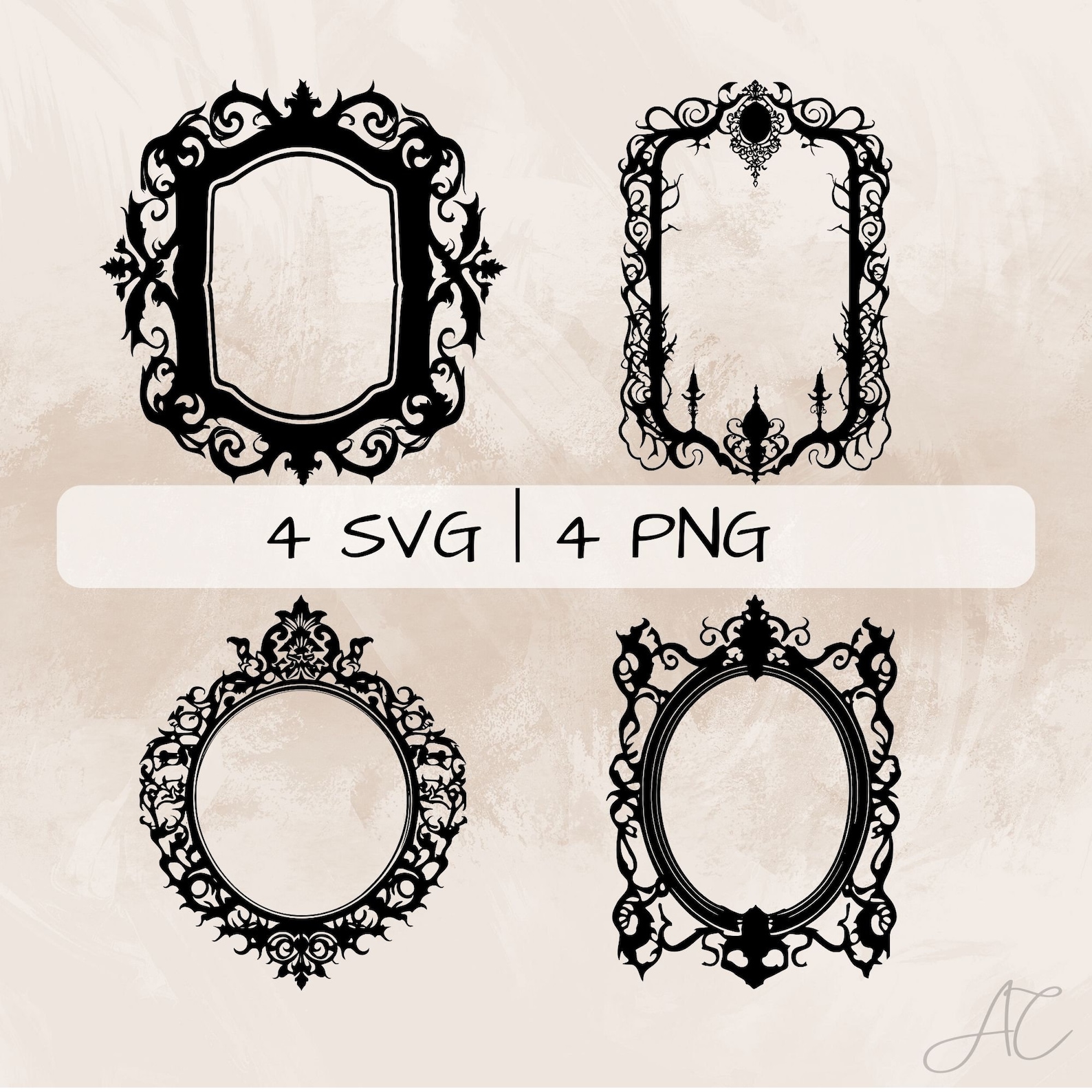 Spooky Mirror Frame SVG, Creepy Mirror Frame Vector, Halloween Mirror ...