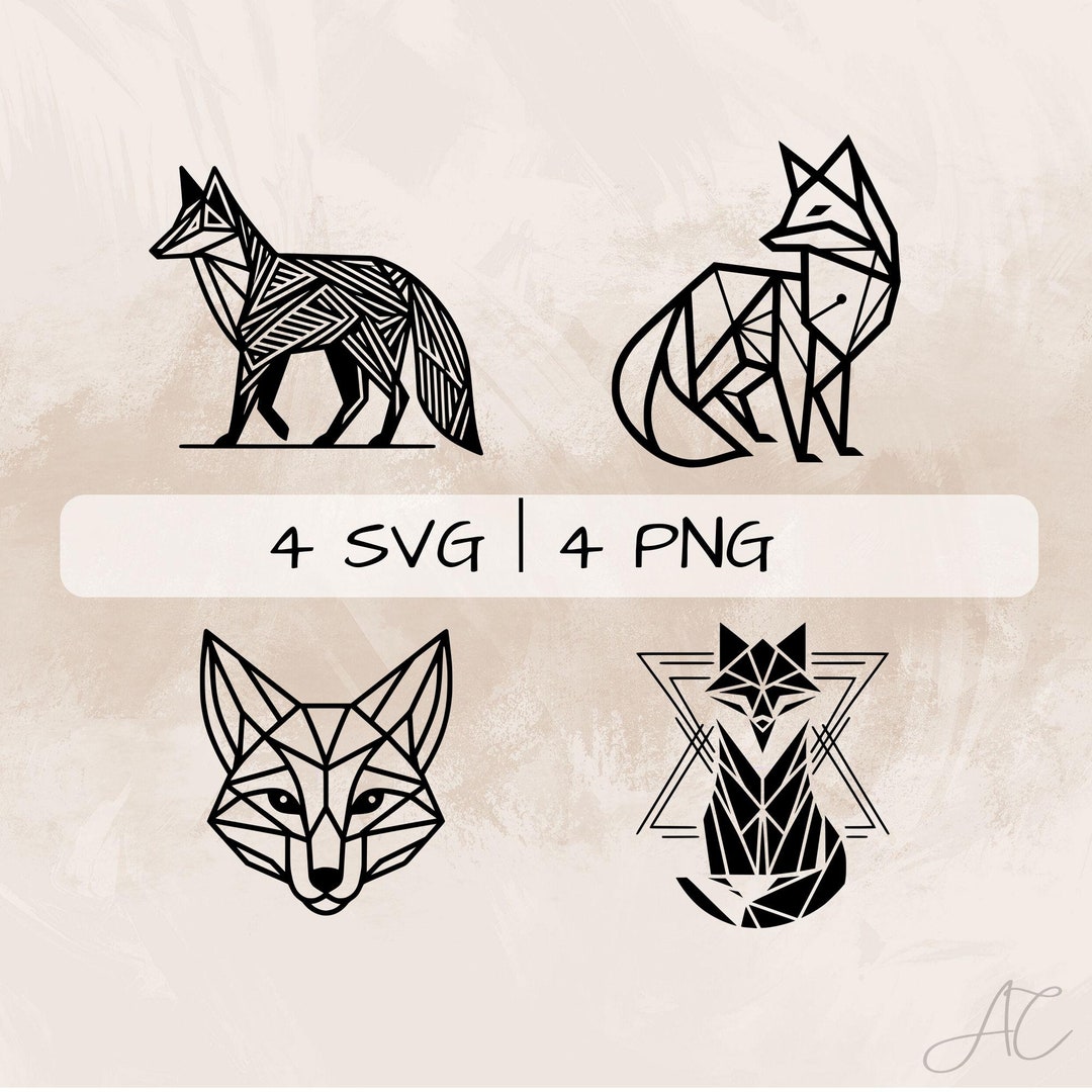 Fox SVG Bundle, Geometric Fox PNG, Geometric Fox Face Clipart, Hand ...
