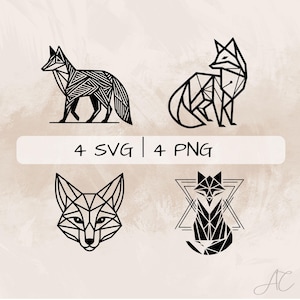 Fox SVG Bundle, Geometric Fox PNG, Geometric Fox Face Clipart, Hand ...