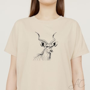 Delicate Kudu SVG Bundle, Kudu Line Art PNG, Kudu Face Clipart, Hand ...