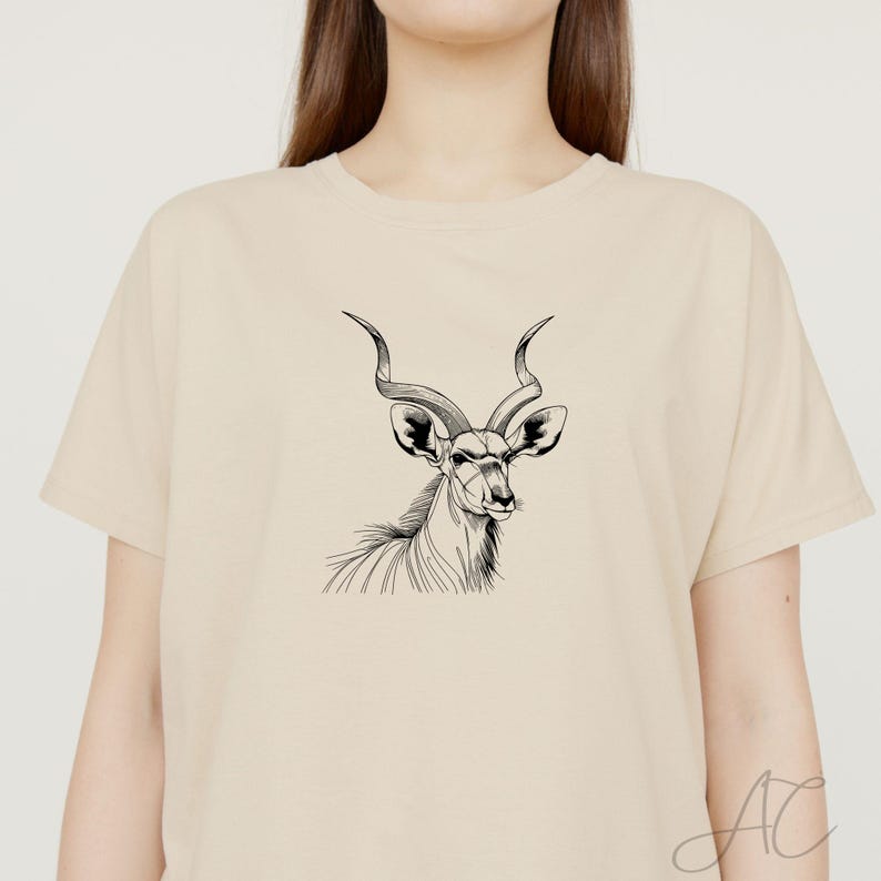 Delicate Kudu SVG Bundle, Kudu Line Art PNG, Kudu Face Clipart, Hand ...