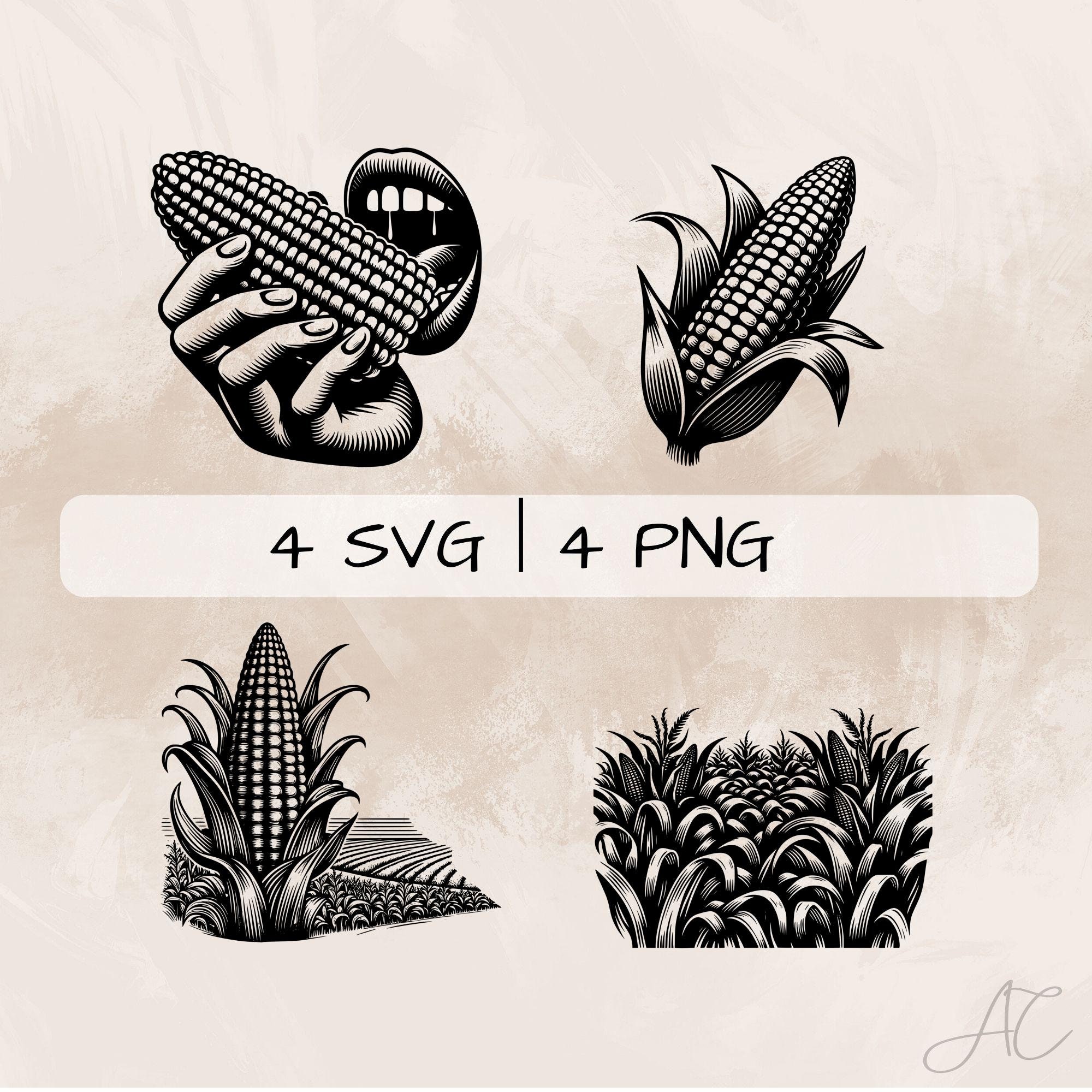 Corn SVG Bundle, Corn Field PNG ,corn Eating Clipart, Hand Drawn Corn ...