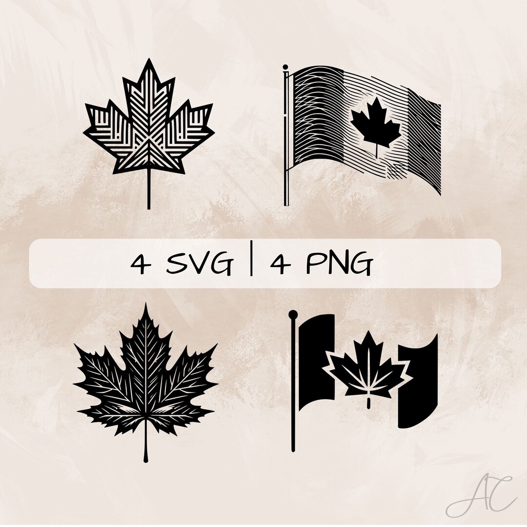 Maple Leaf and Canadian Flag SVG Bundle, Canadian Flag PNG, Canada ...