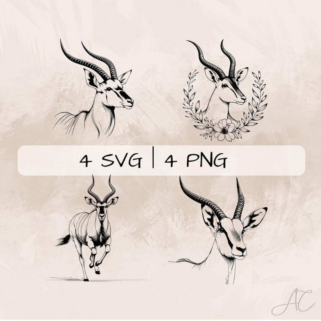 Delicate Antelope SVG Bundle, Antelope PNG ,floral Antelope Clipart ...