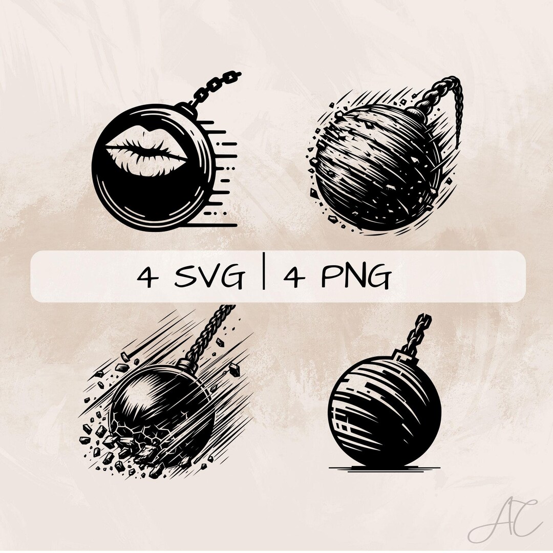 Wrecking Ball SVG Bundle, Wrecking Ball PNG, Wrecking Ball With a Kiss ...