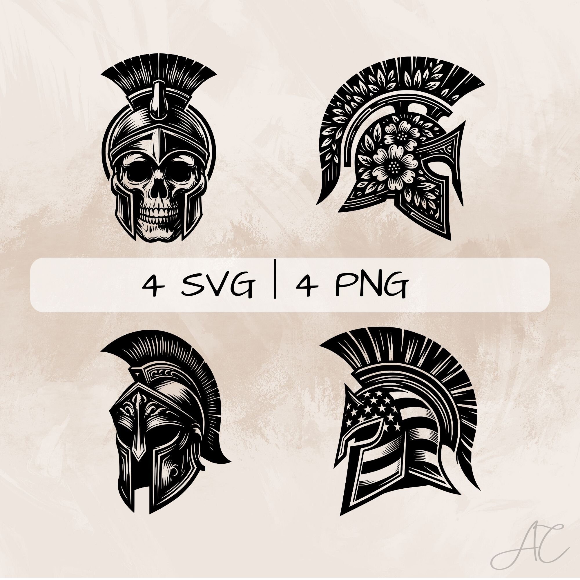 Spartan Helmet SVG Bundle, Floral Spartan Helmet PNG, Skull Helmet ...