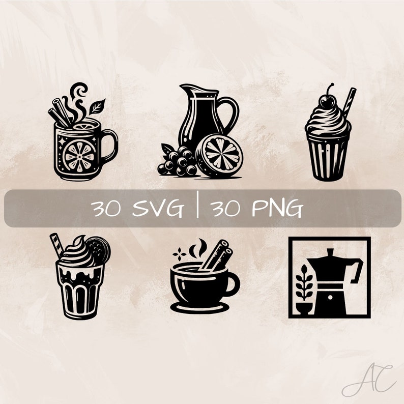 Mega Coffee Shop SVG Bundle, Food and Drink PNG, Coffee Shop Clipart ...