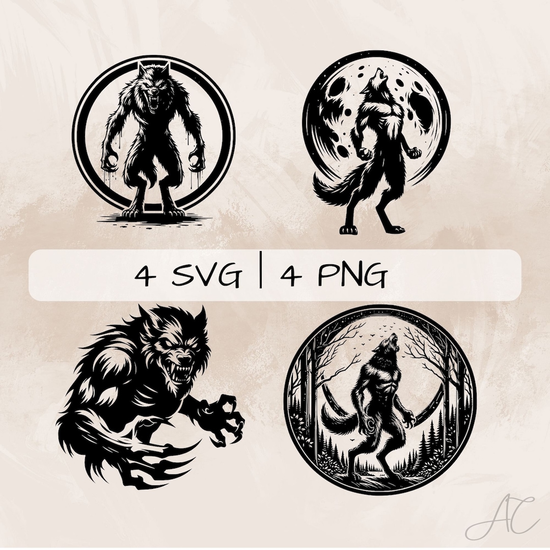 Werewolf SVG, Scary Werewolf PNG , Werewolf Howling Clipart, Hand Drawn ...