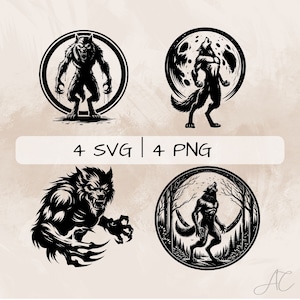 Werewolf SVG, Scary Werewolf PNG , Werewolf Howling Clipart, Hand Drawn ...