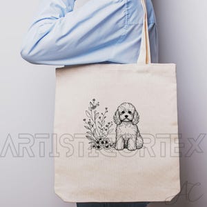 Delicate Cavapoo SVG Bundle, Cavapoo Line Art PNG, Cavapoo and Flowers ...