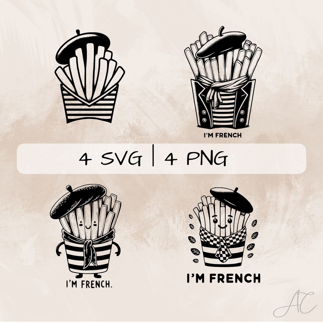 French Fries SVG Bundle, French Fries With Hat PNG, French Fries and ...