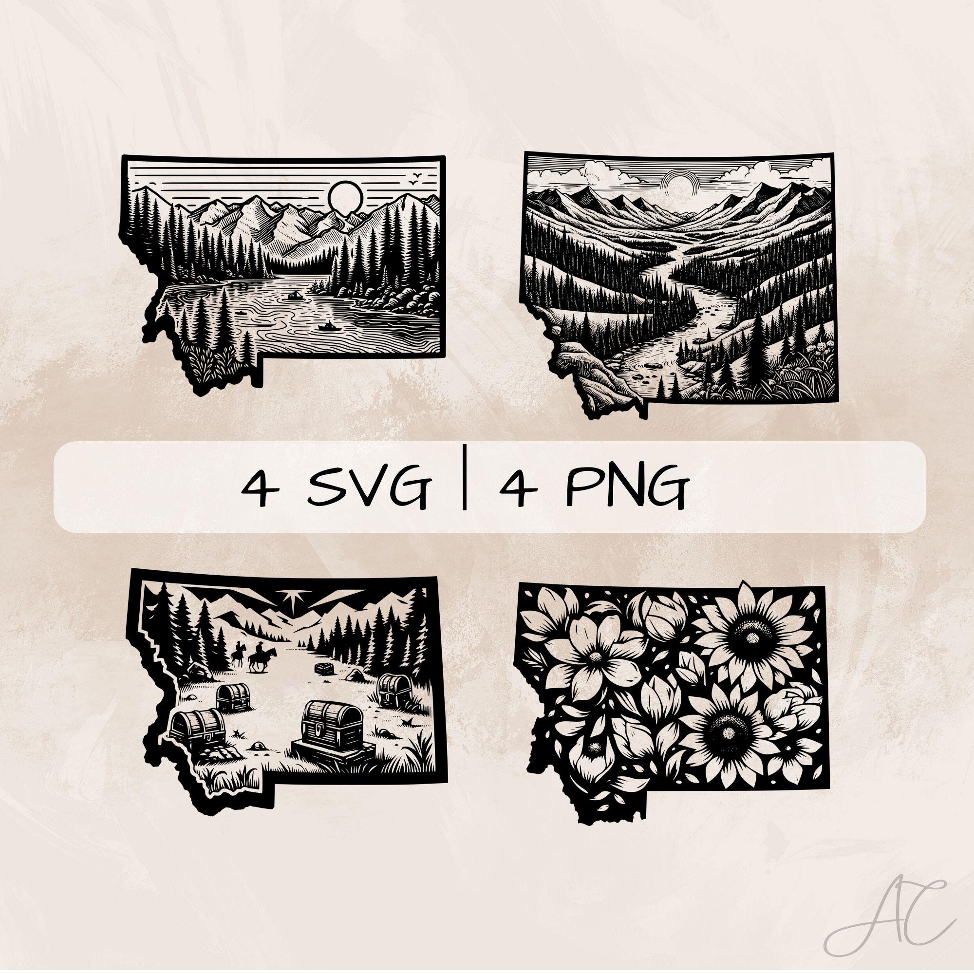 Montana SVG Bundle, Montana Outline PNG , Montana Map Clipart, Hand ...
