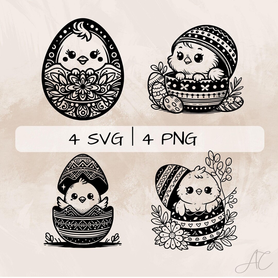 Easter Chicks SVG Bundle, Hatching Chicks PNG ,chicks Clipart, Hand ...