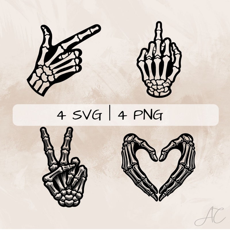Skeleton Hand Signs Svg - Etsy