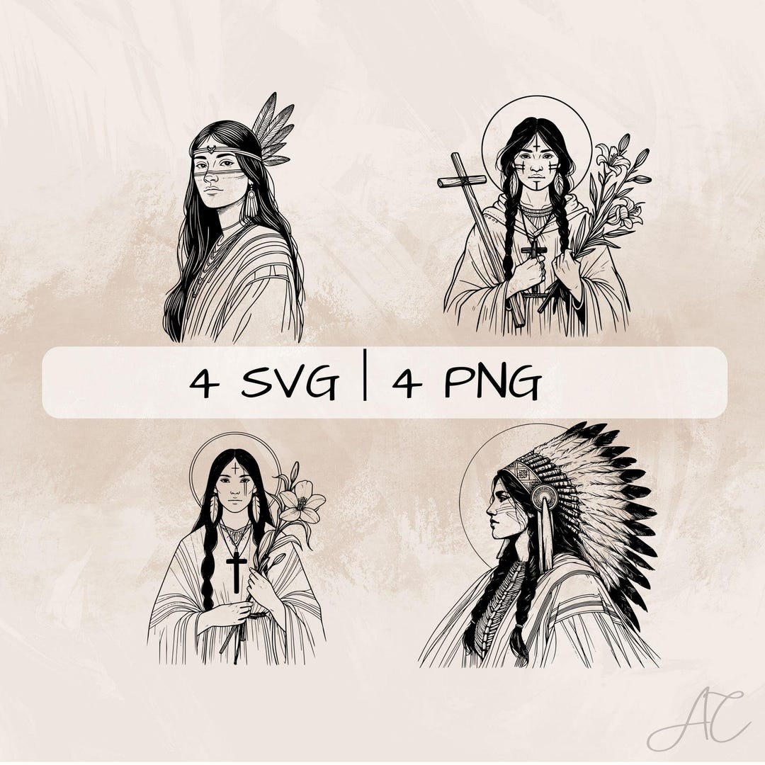 St Kateri SVG Bundle, Kateri Tekakwitha PNG, Saint Kateri Clipart, Hand ...