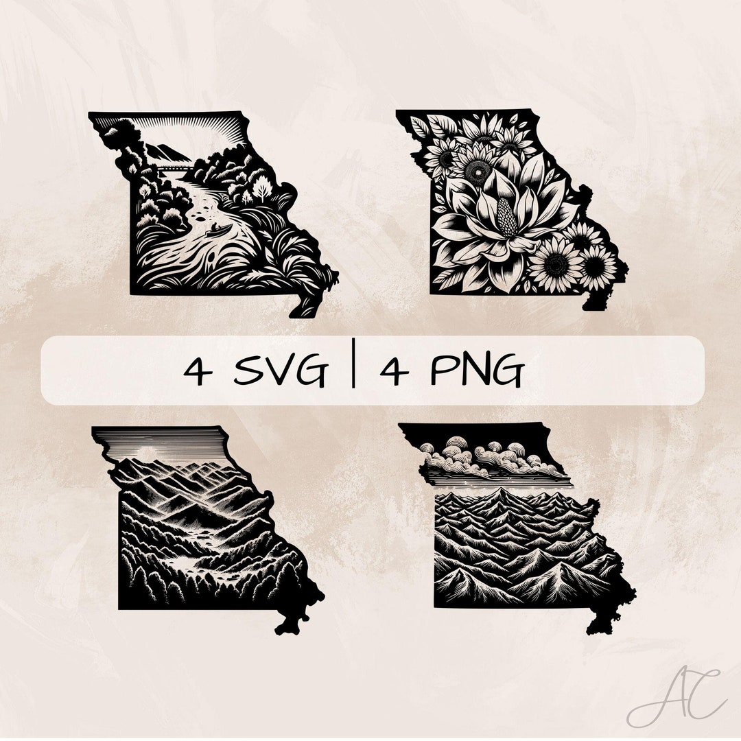 Missouri SVG Bundle, Missouri Outline PNG , Missouri Map Clipart, Hand ...