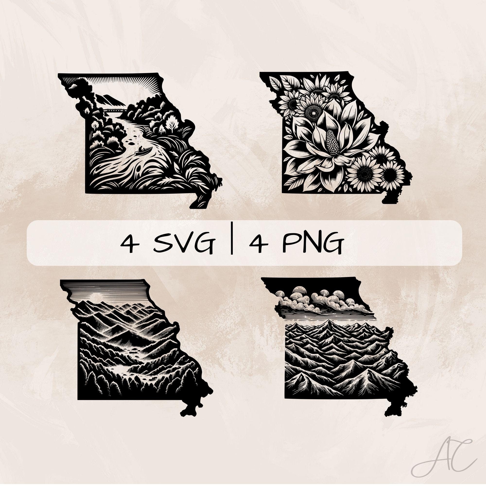 Missouri SVG Bundle, Missouri Outline PNG , Missouri Map Clipart, Hand ...