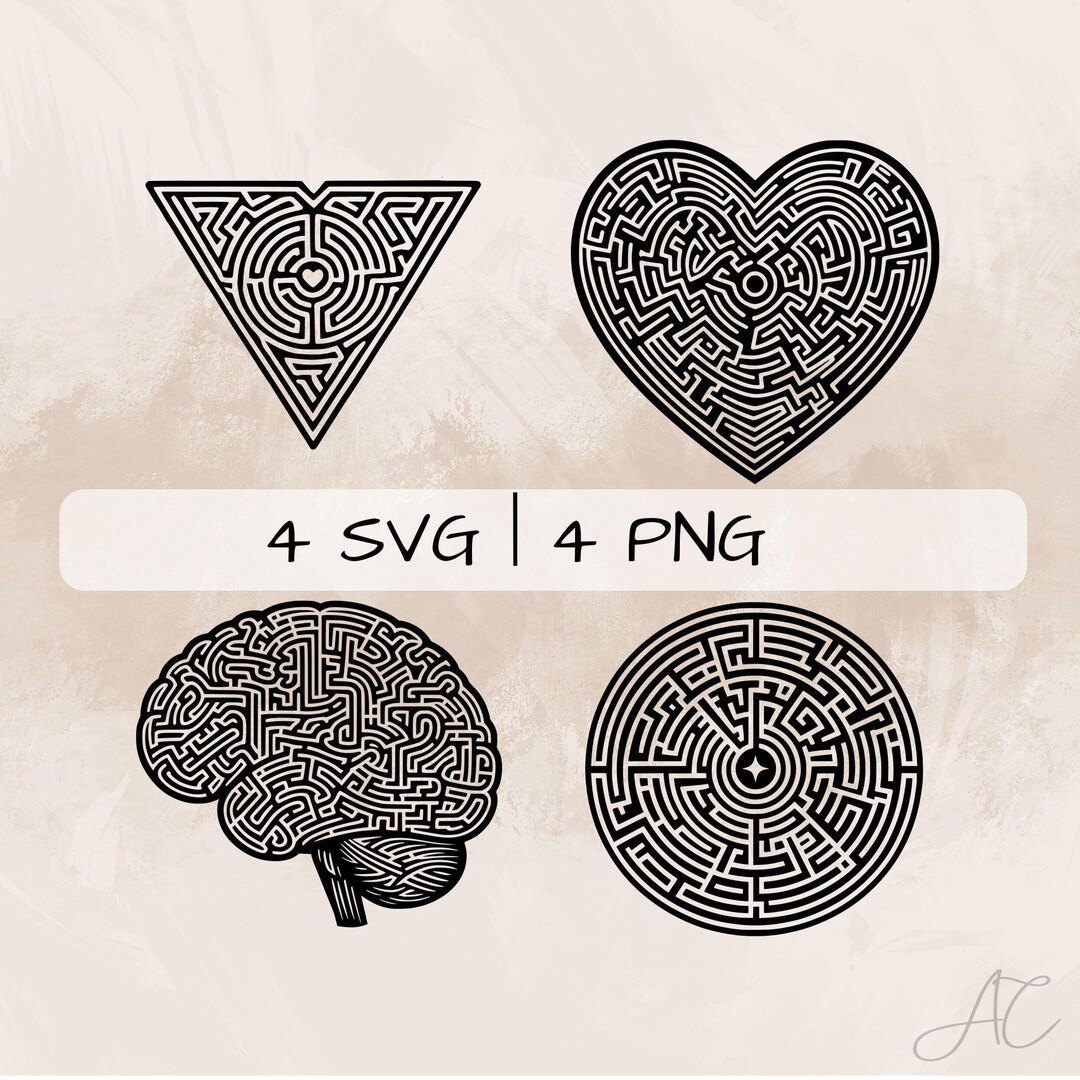 Labyrinth SVG Bundle, Labyrinth Maze PNG, Mental Health Clipart, Hand ...