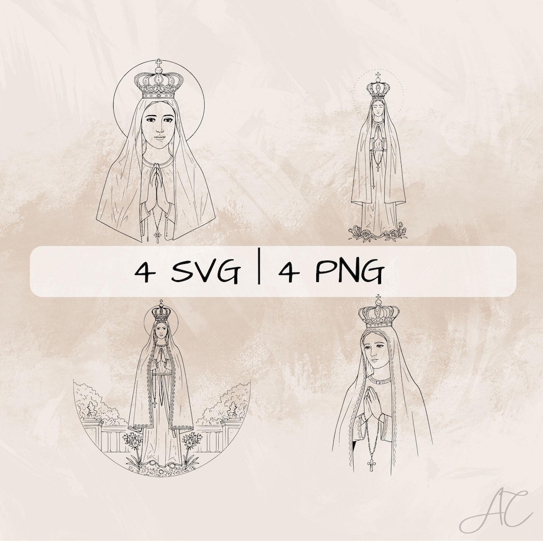 Our Lady of Fatima SVG Bundle, Lady of Fatima PNG , Virgin Mary Clipart ...