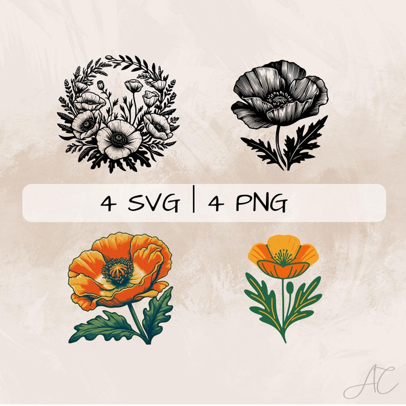 California Poppy SVG Bundle, Poppy Flower PNG , Poppy Wreath Clipart ...