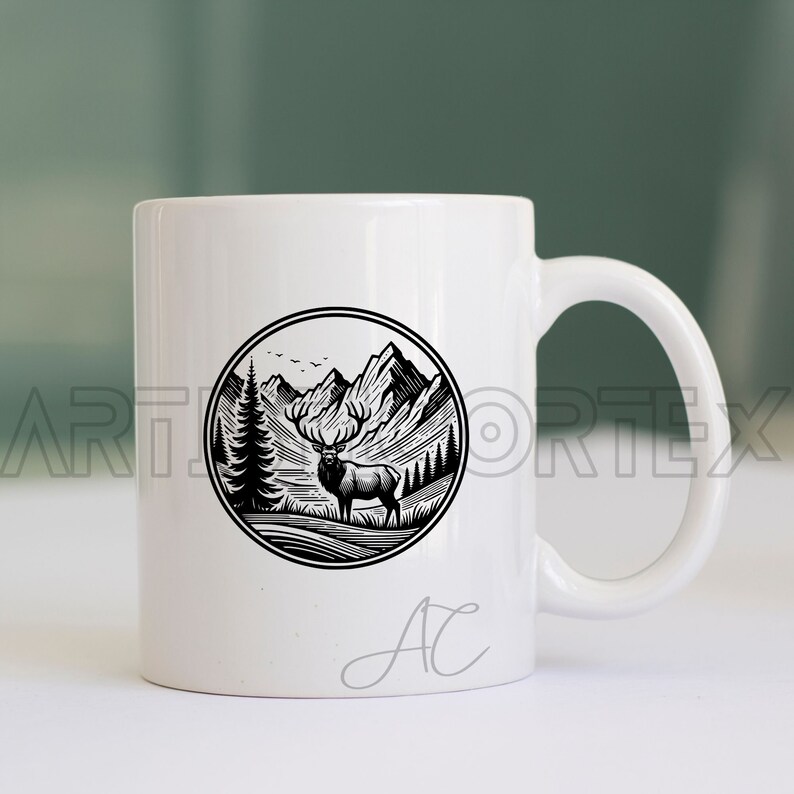 Elk SVG Bundle, Elk in the Forest PNG, Elk With Mountains Clipart, Hand ...