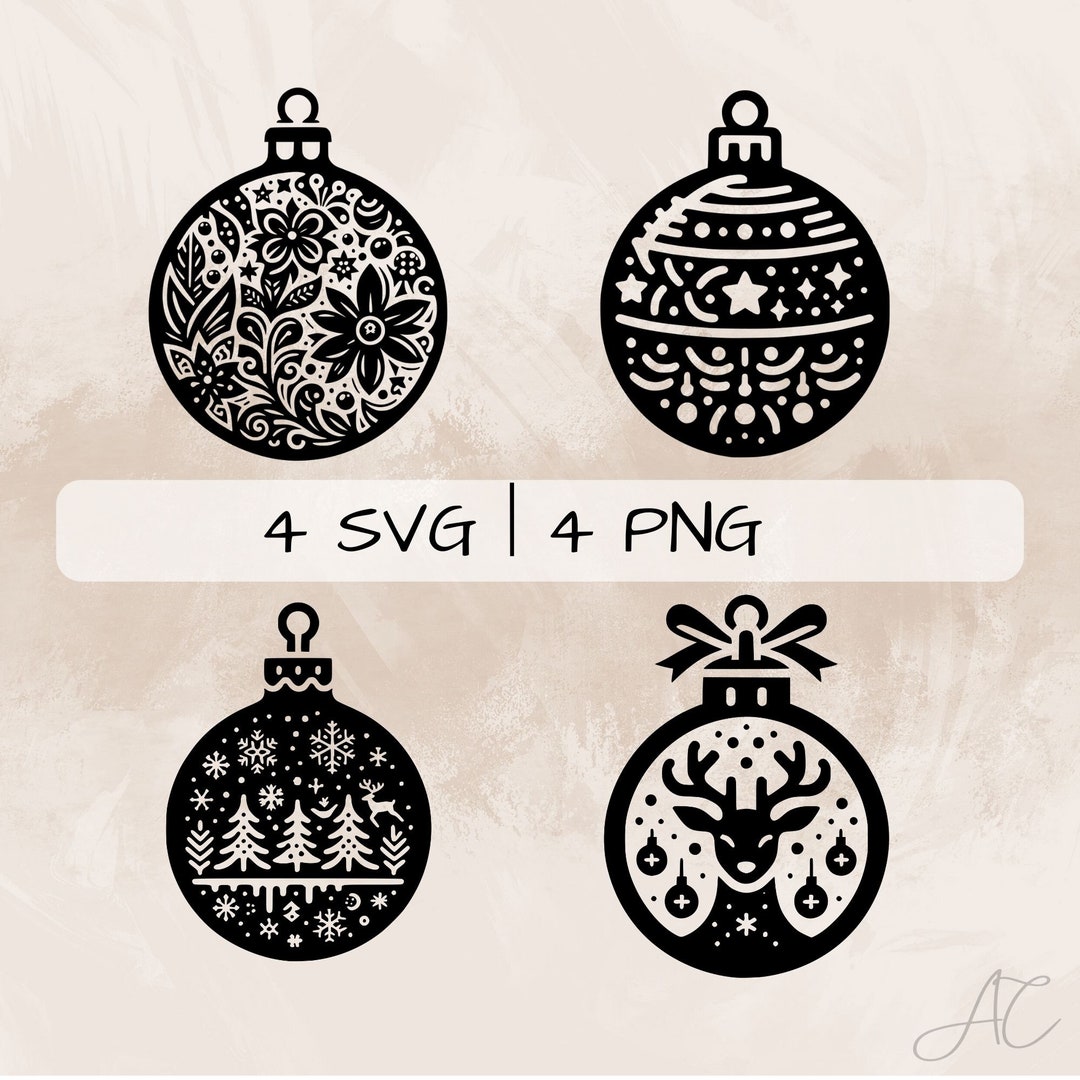 Christmas Balls SVG Bundle, Christmas Baubles PNG, Christmas Ornaments ...