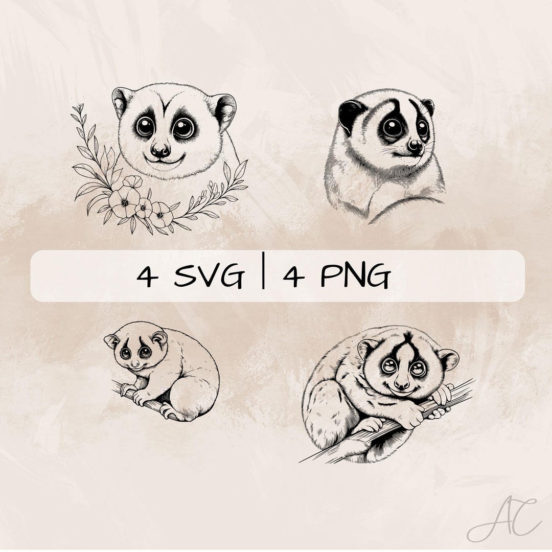 Slow Loris SVG Bundle, Loris PNG ,slow Loris Clipart, Hand Drawn Slow ...