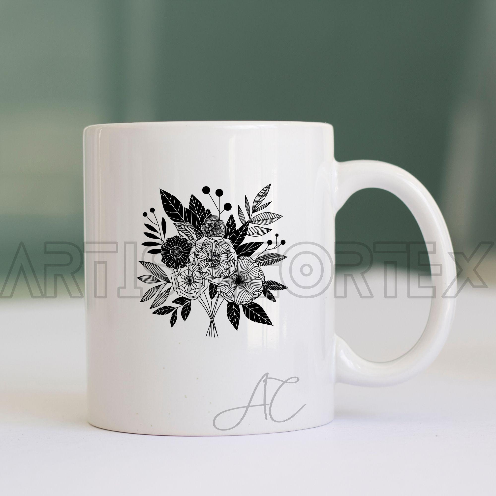 Geometric Flower SVG Bundle, Geometric Floral PNG, Flower Clipart, Hand ...