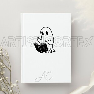 Ghost and Book SVG, Ghost Reading Book PNG, Reading Clipart, Halloween ...