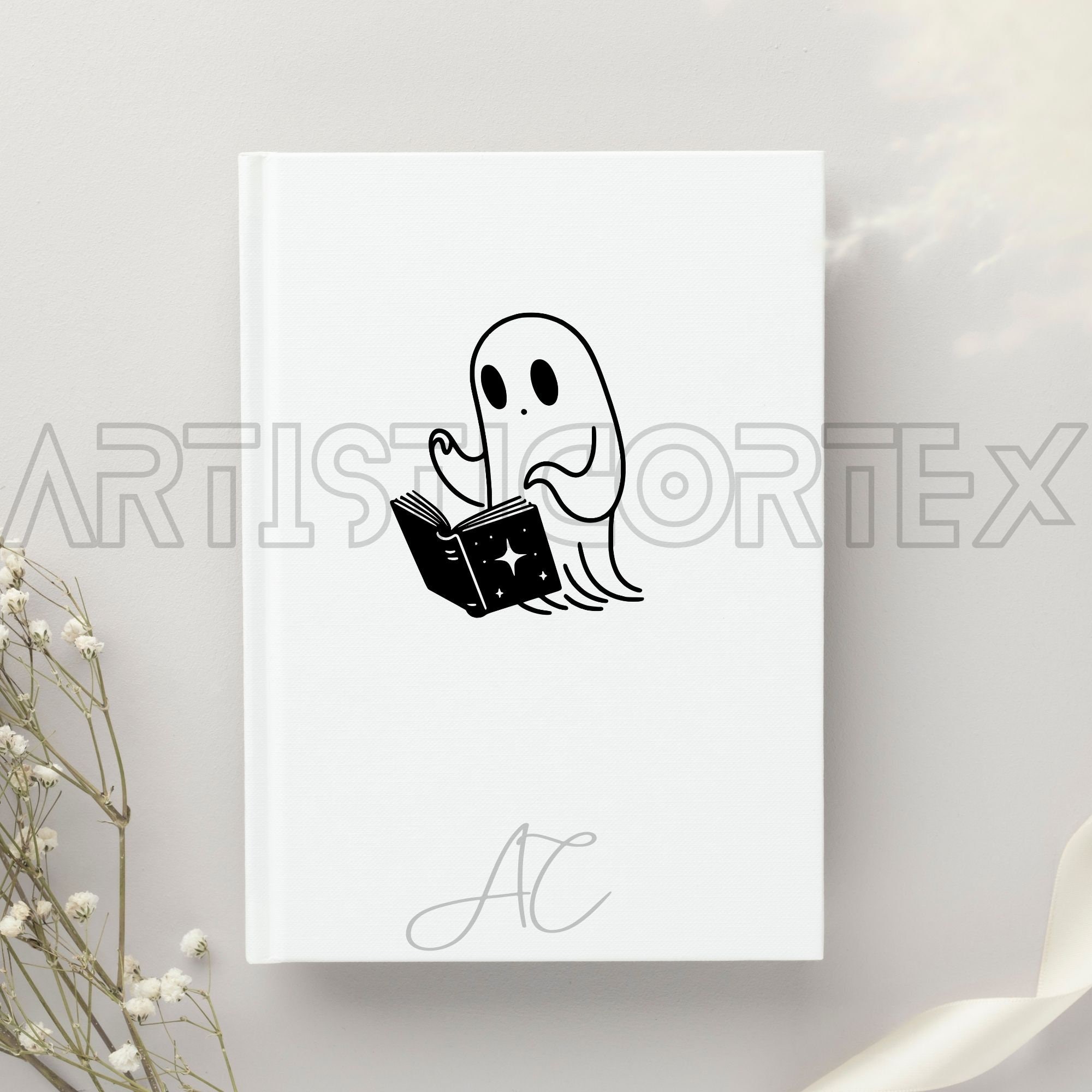 Ghost and Book SVG, Ghost Reading Book PNG, Reading Clipart, Halloween ...