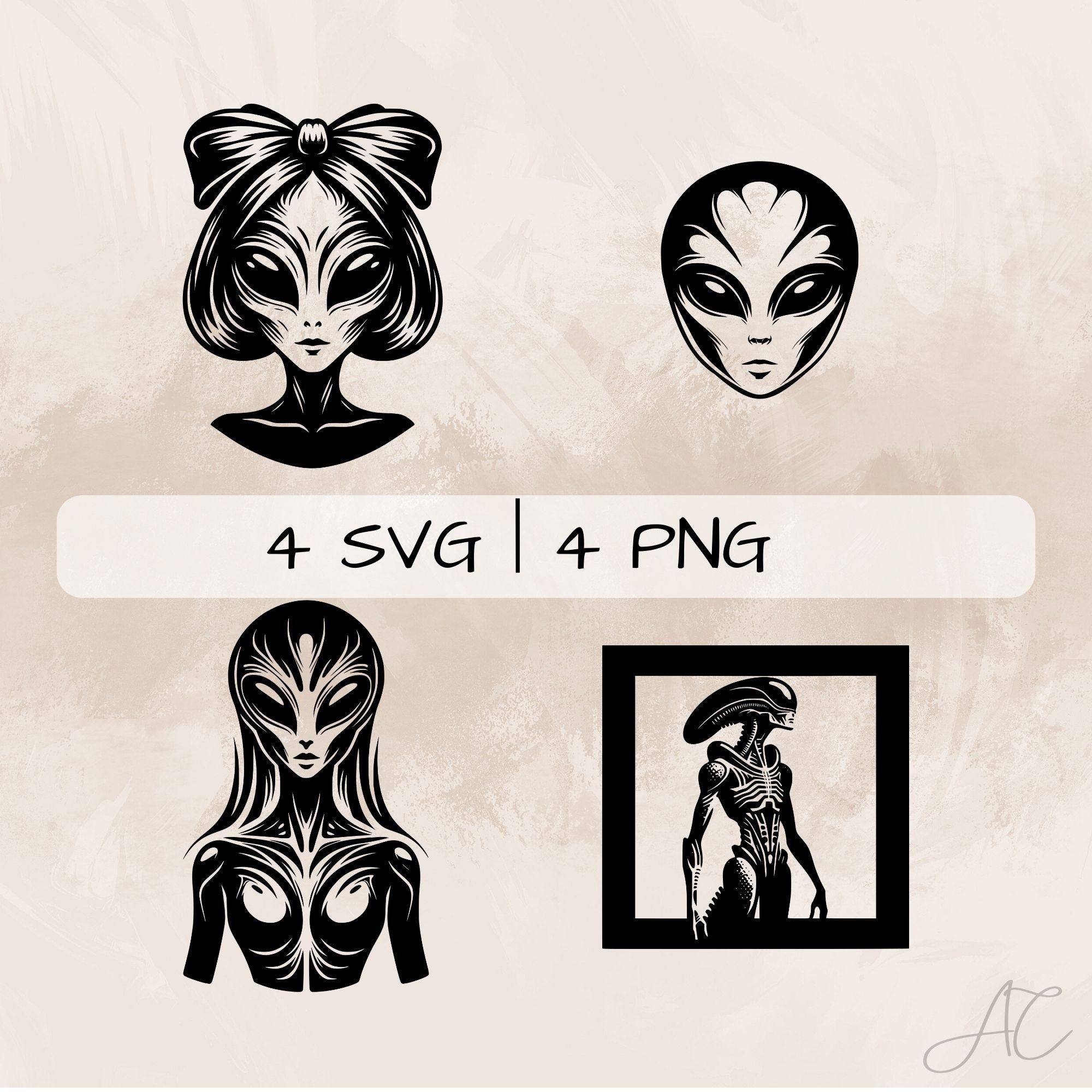 Female Alien SVG Bundle Alien PNG Lady Alien Clipart Hand - Etsy