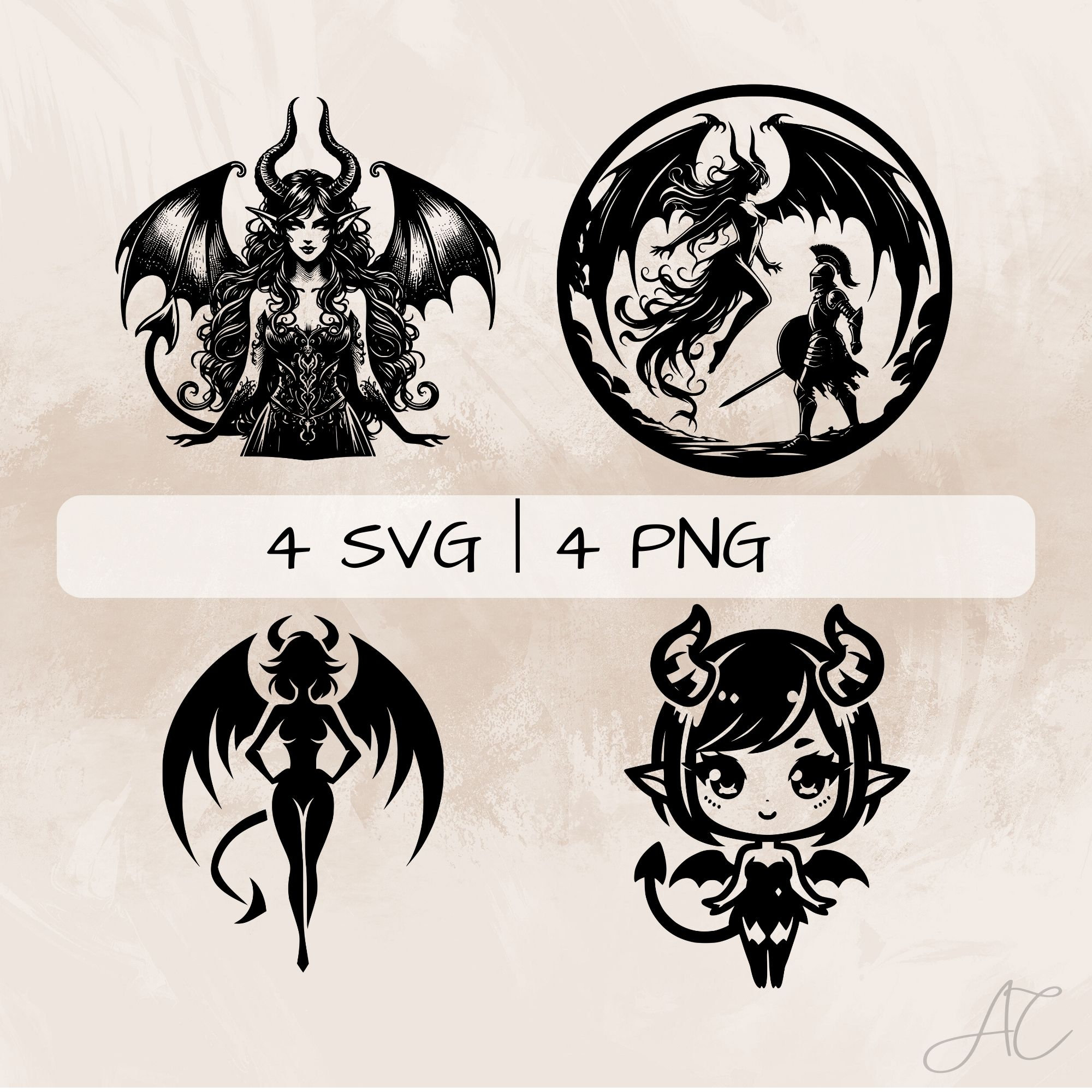 Succubus SVG Bundle Cute Succubus PNG Demon Girl Clipart - Etsy
