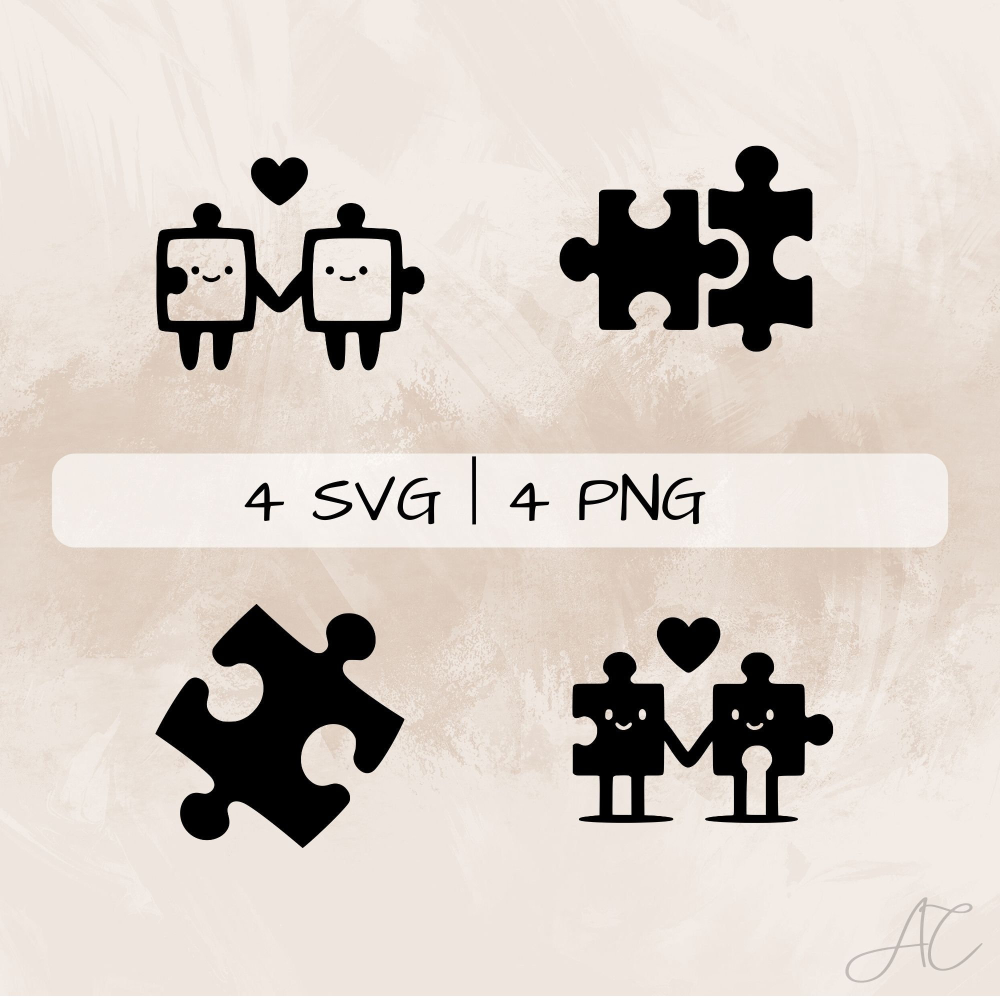 Puzzle SVG Bundle Puzzle Pieces PNG Puzzle and Heart - Etsy