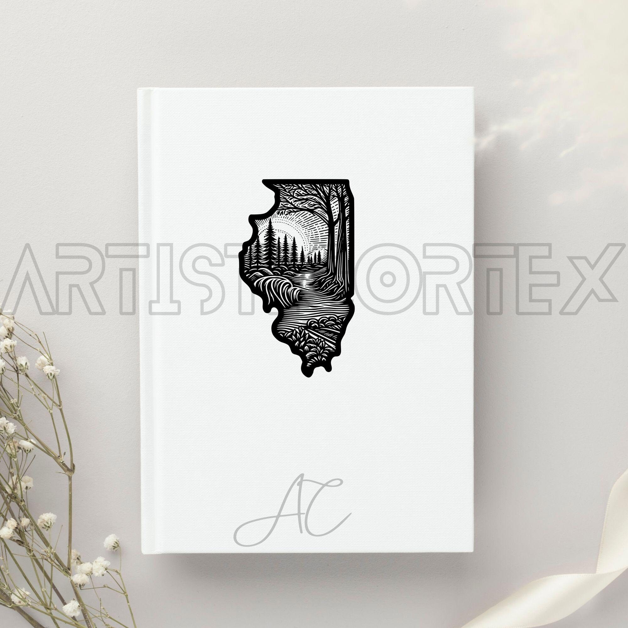 Illinois SVG Bundle, Illinois Map PNG ,illinois Outline Clipart, Hand ...