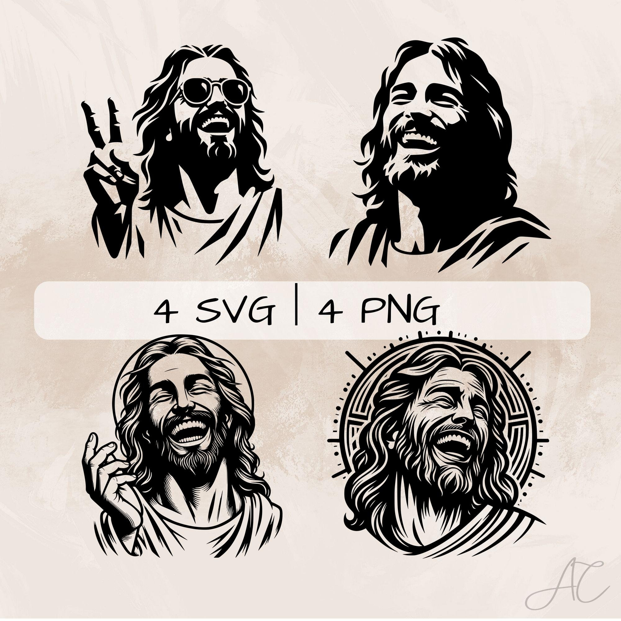Jesus SVG Bundle, Laughing Jesus PNG ,happy Jesus Clipart, Hand Drawn ...