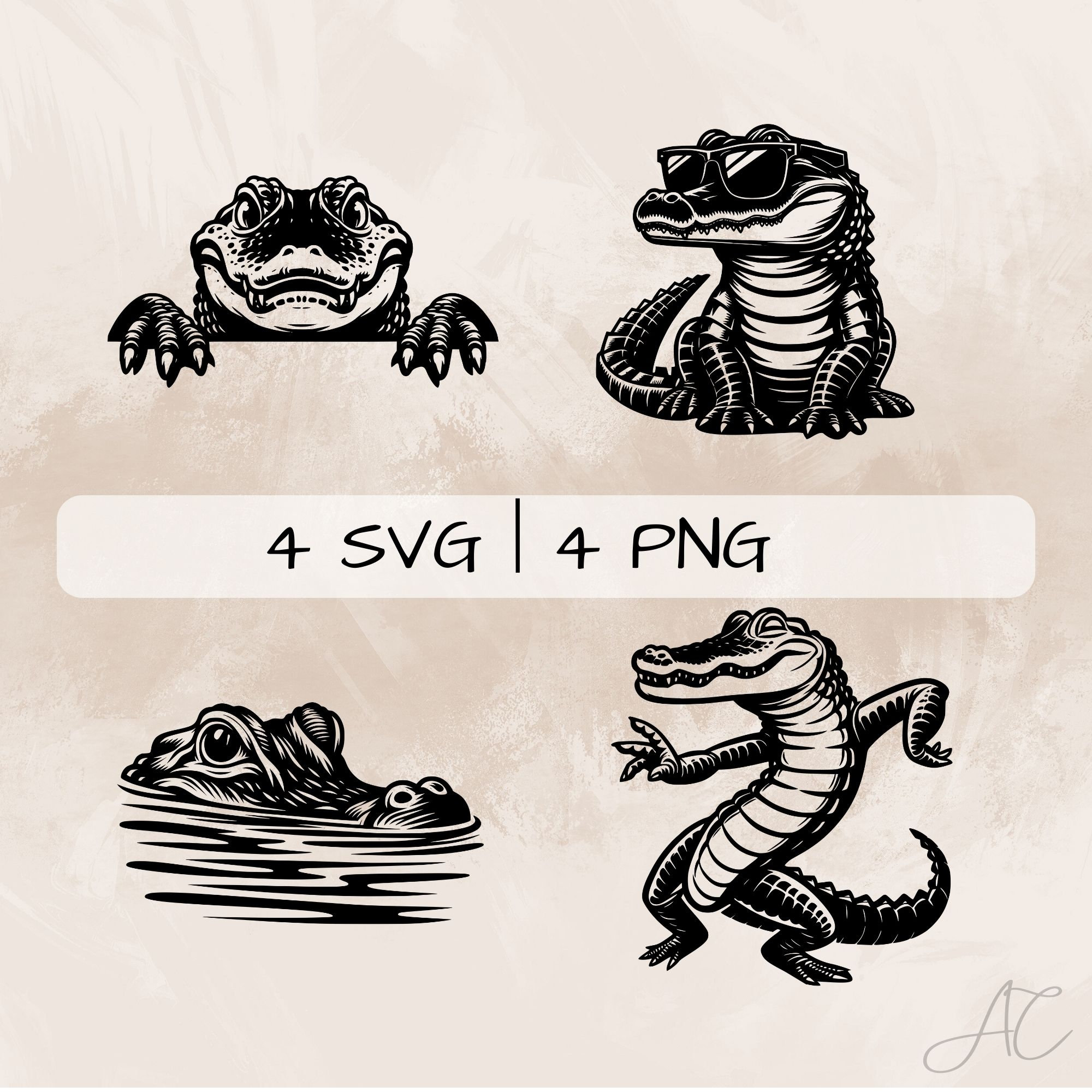 Alligator SVG Bundle, Crocodile PNG, Dancing Alligator Clipart, Hand ...