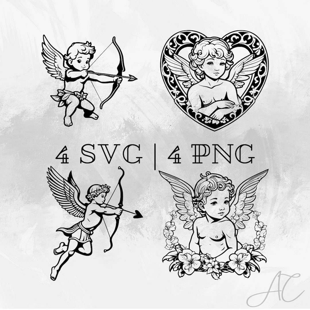 Cupid SVG Bundle Cupid With Bow PNG Cupid and Heart Clip - Etsy