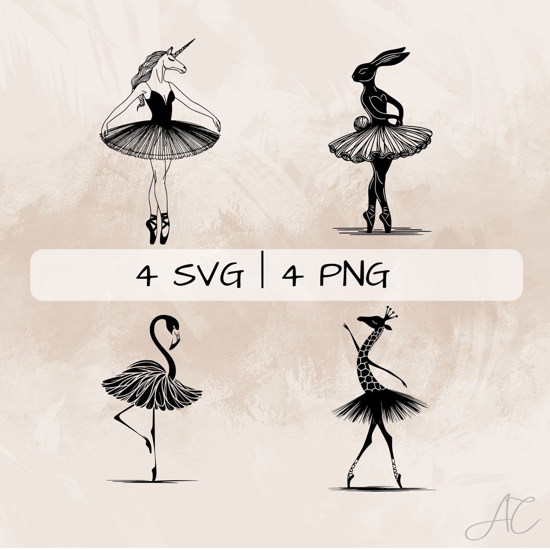 Ballerina Animals SVG Bundle, Ballerina PNG, Funny Ballerina Clipart ...