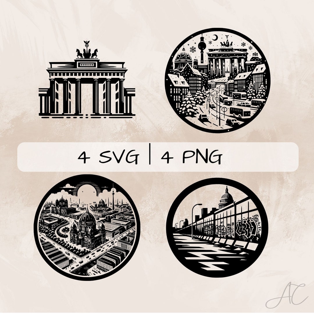 Berlin SVG Bundle, Germany Scene PNG, Berlin Wall Clipart , Hand Drawn ...