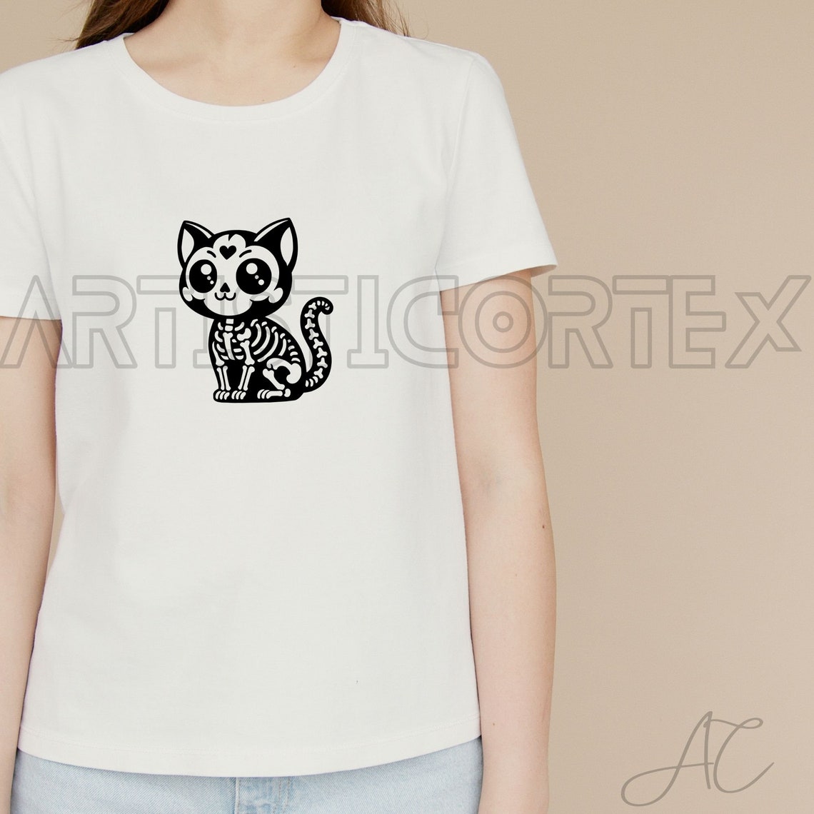 Cute Cat Skeleton SVG, PNG , Halloween Cat , Skeletal Cat, Vector, Hand ...