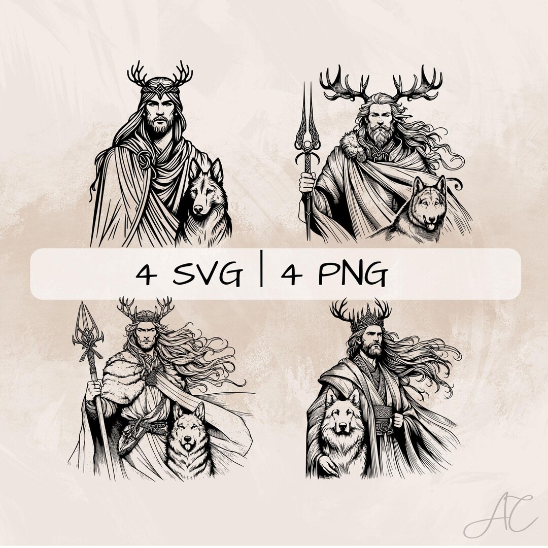 Arawn SVG Bundle, God Arawn PNG , Celtic Mythology Clipart, Hand Drawn ...