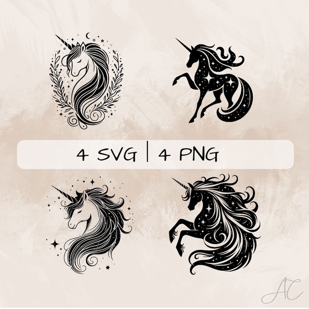 Unicorn SVG Bundle, Stardust Unicorn PNG, Unicorn Head Clipart, Hand ...